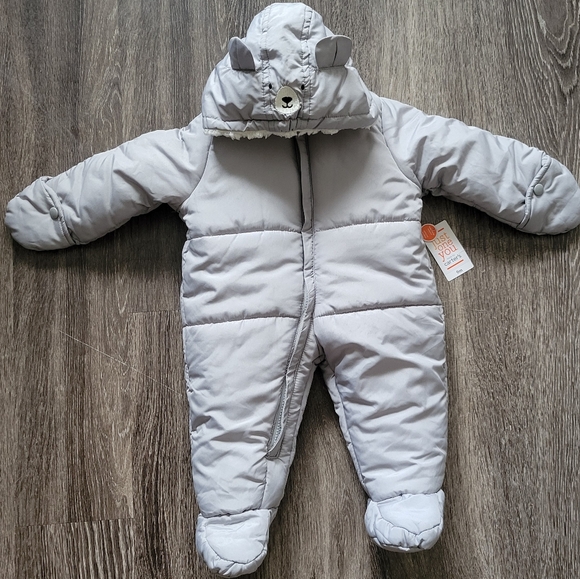 Carter's | One Pieces | Nwt Carters Just One You Gray Baby Bear Hooded ...